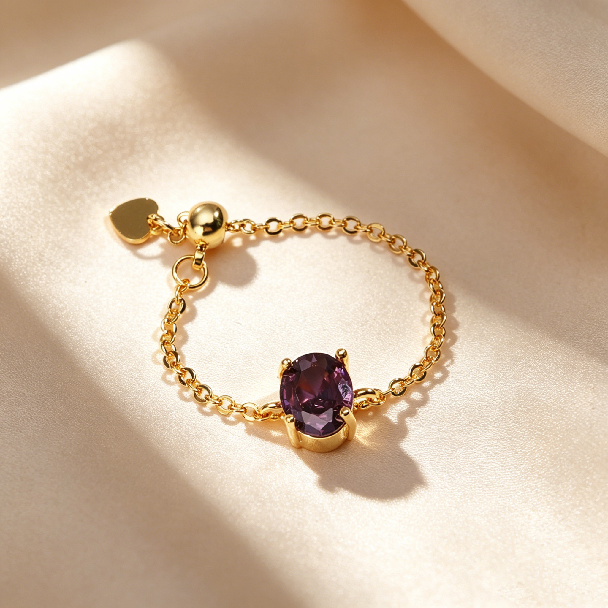 Oval Natural Crystal Adjustable Chain Ring – Orvellae